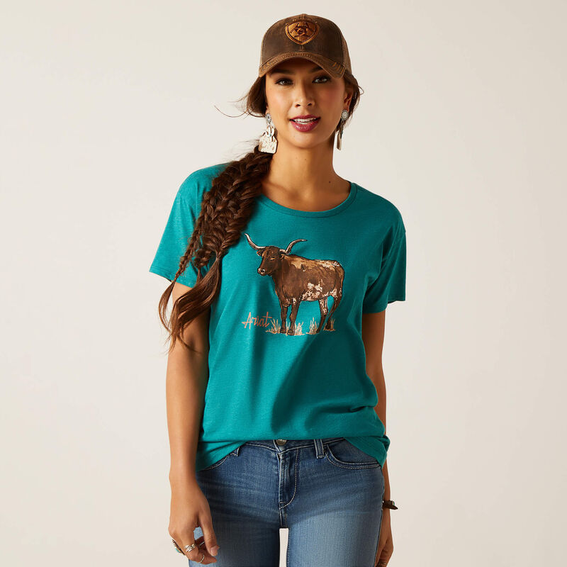 Playera Ariat "Longhorn" Verde – Corral Western Wear México
